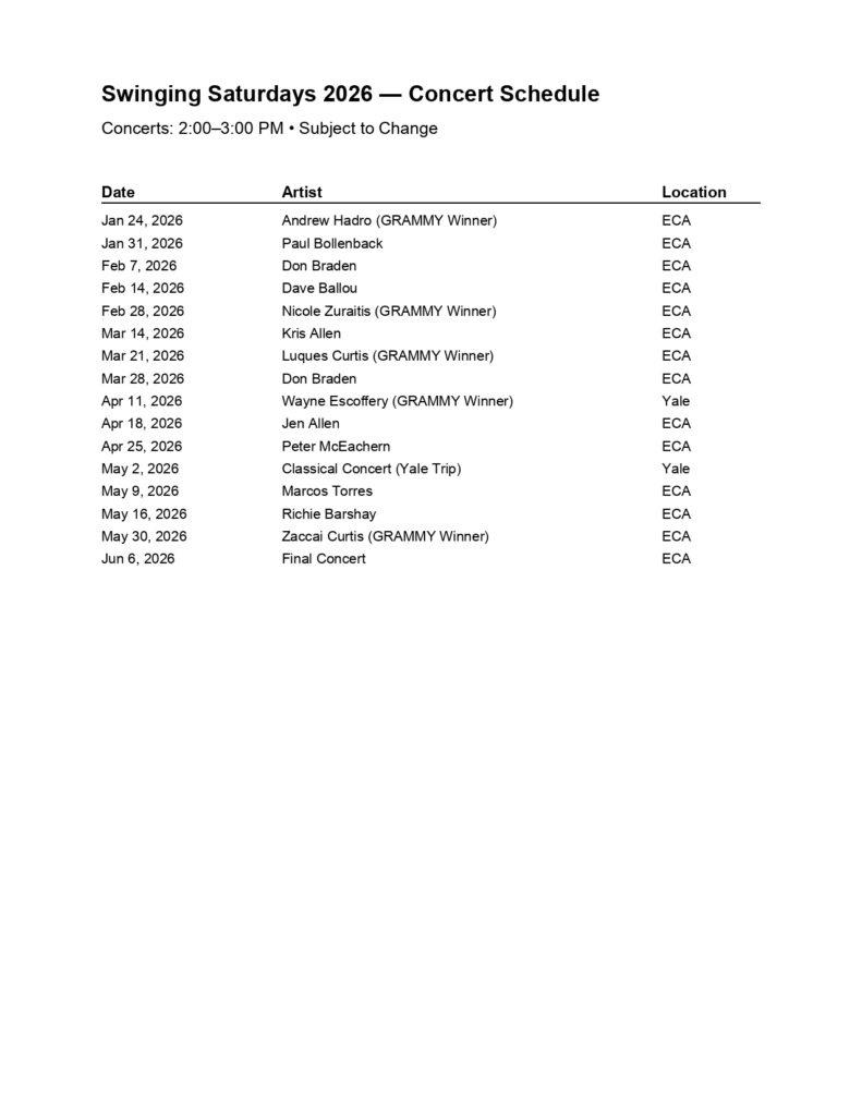 Swinging Saturdays Concert Schedule – Litchfield Jazz Camp